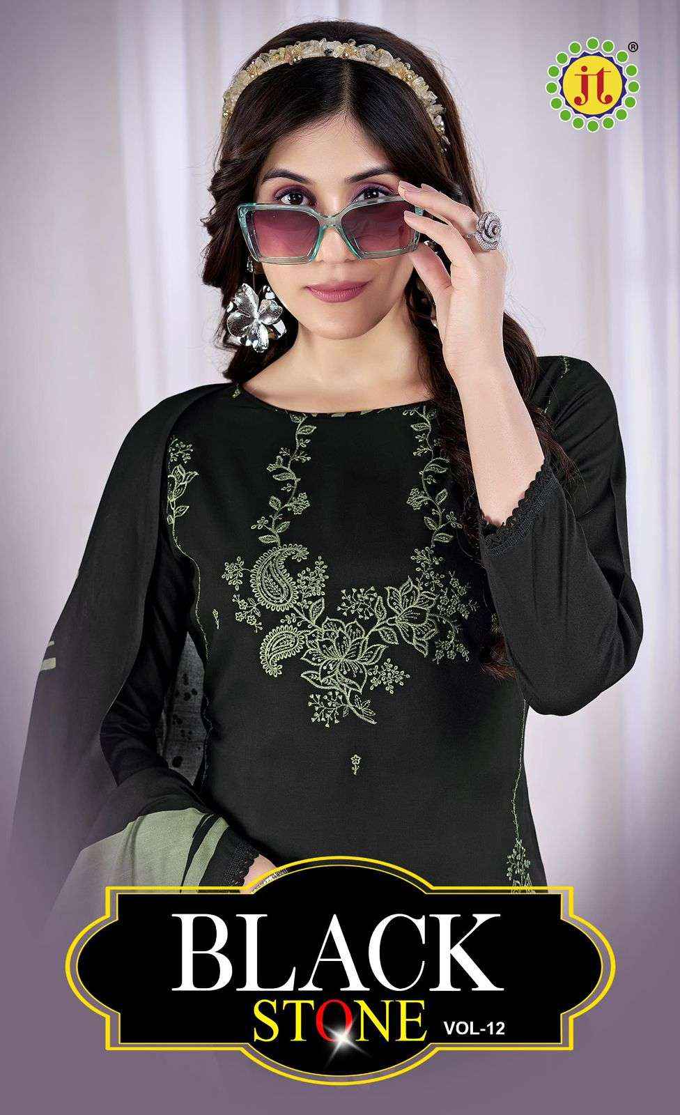 Jt Black Stone Vol 12 Rayon Dress Material designer ladies suits ...