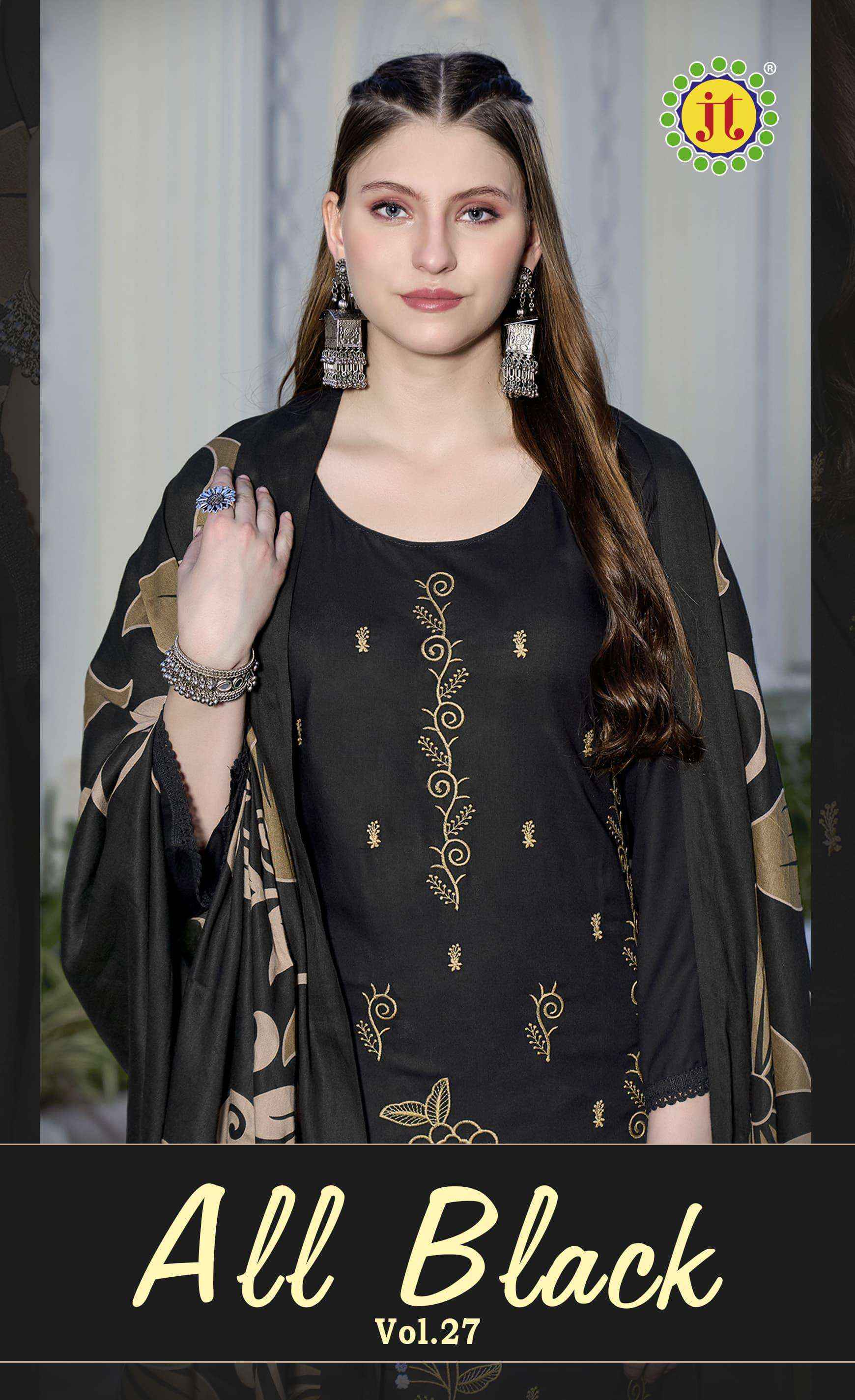 Jt All Black Vol 27 Rayon Dress Material best quality womens suits ...