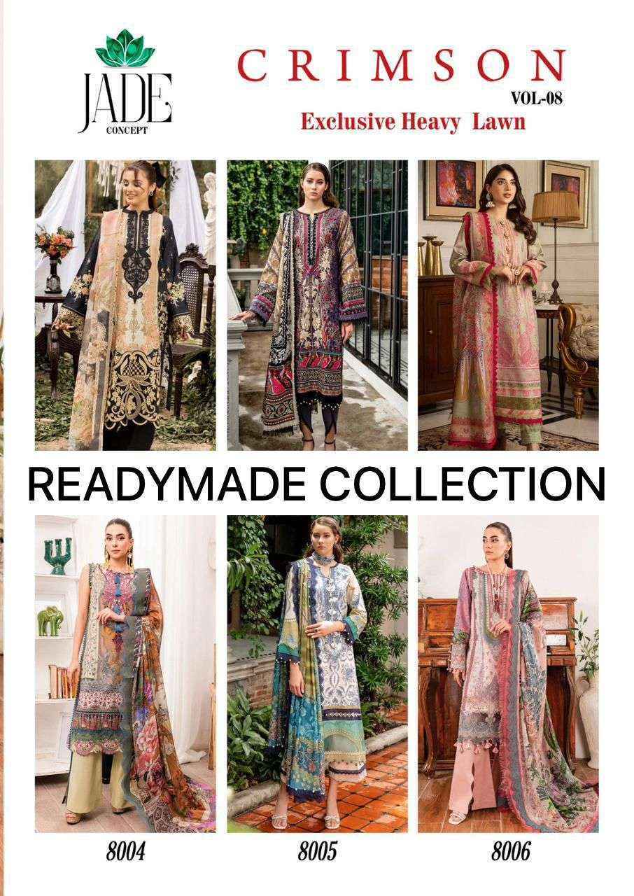 Jade Crimson Exclusive Heavy Lawn Collection Vol-8 Cotton Readymade ...