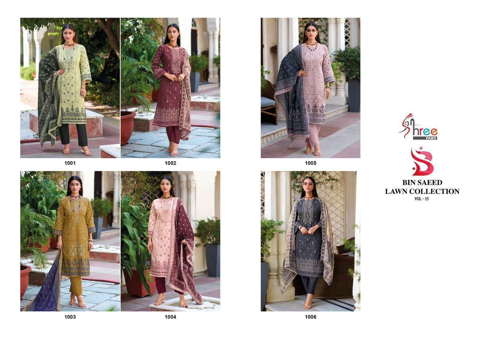 Shree Fabs Bin Saeed Lawn Collection Vol-15 Cotton Dress Material ...