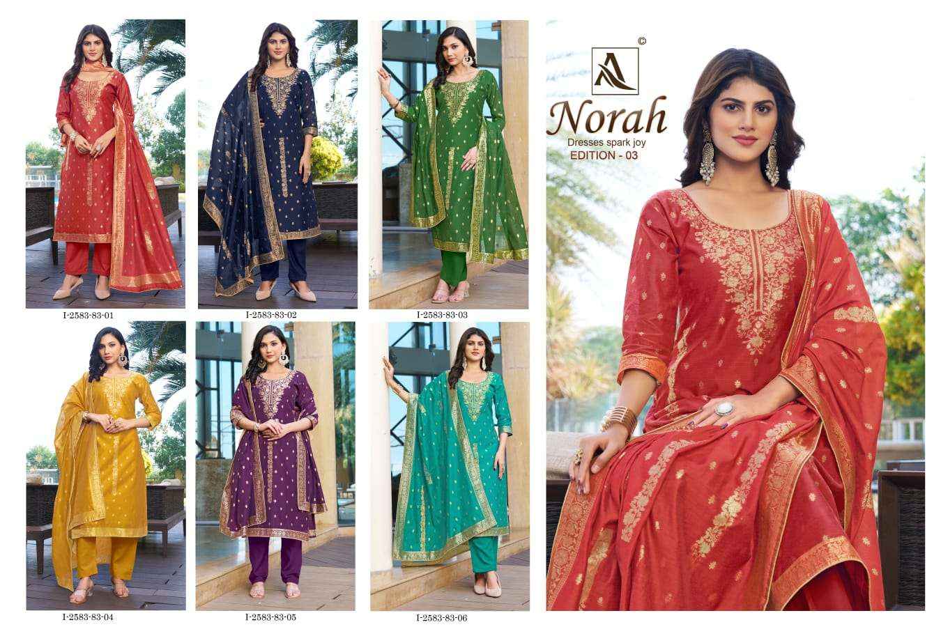 Alok Norah Edition 3 Hand Weave Jacquard Dress Material Online Alok ...