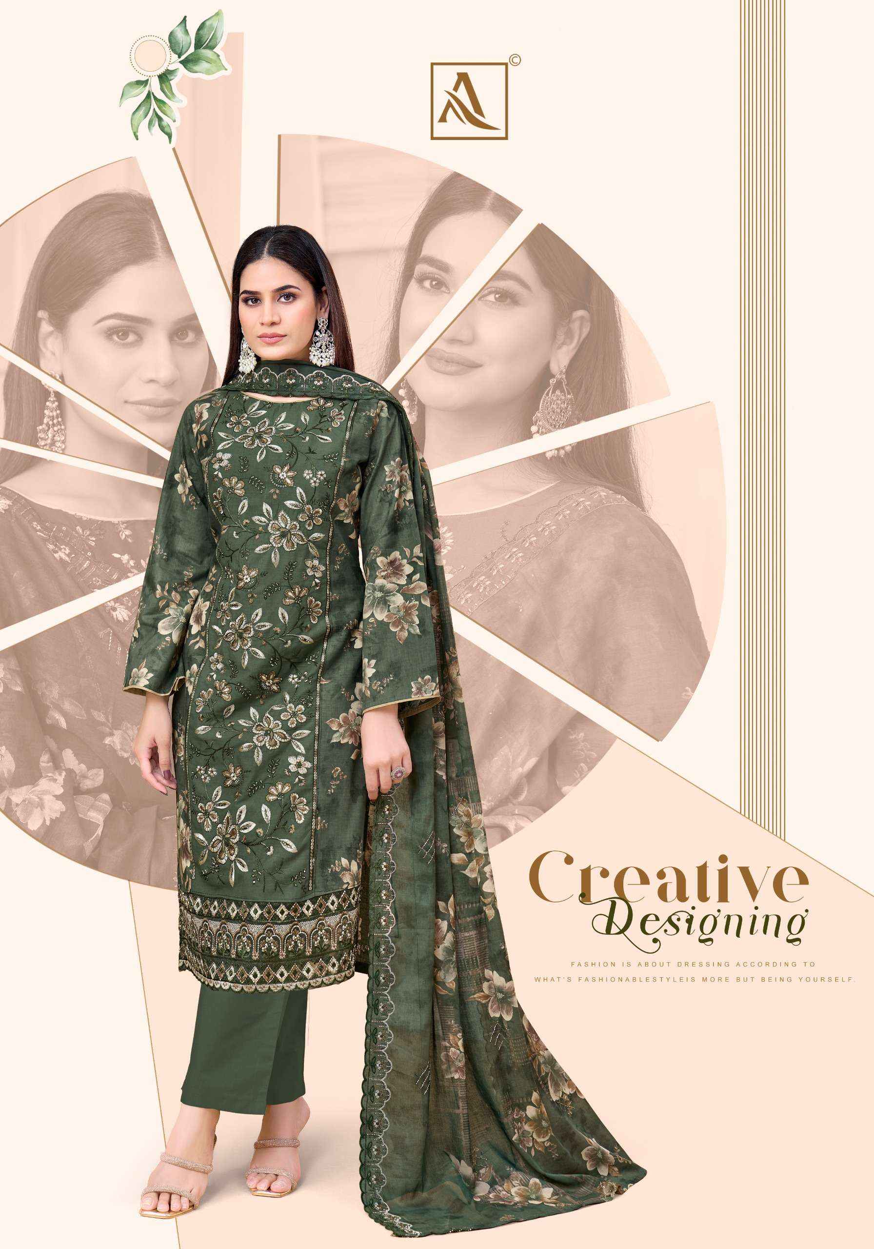 Alok Bin Ilyas Cambric Cotton Dress Material Designer Alok Suits Supplier