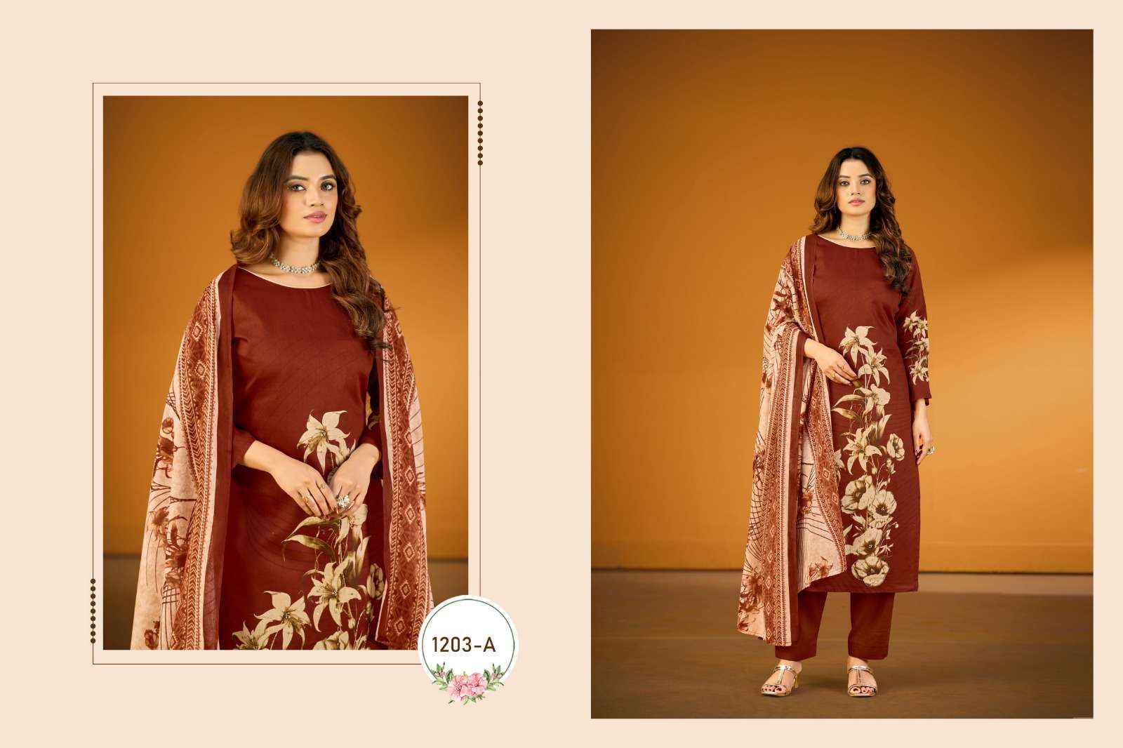 Radhika Fashion Kayka D No 1203 Jam Cotton Dress Material Designer ...