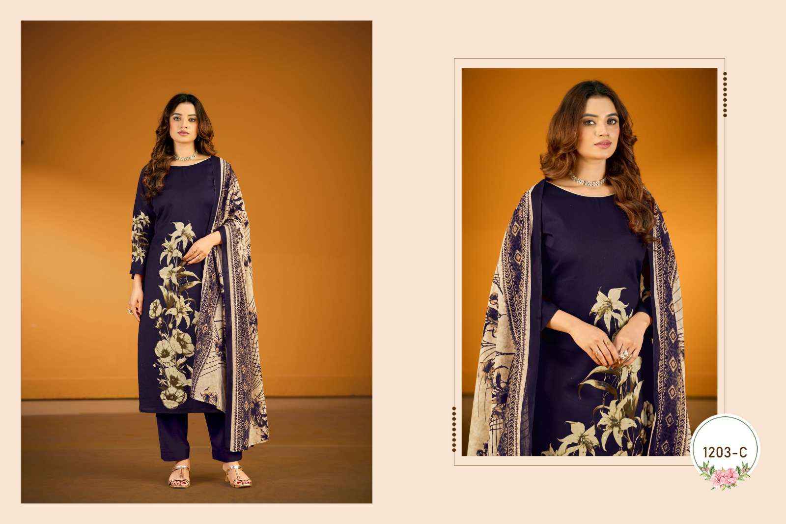 Radhika Fashion Kayka D No 1203 Jam Cotton Dress Material Designer ...